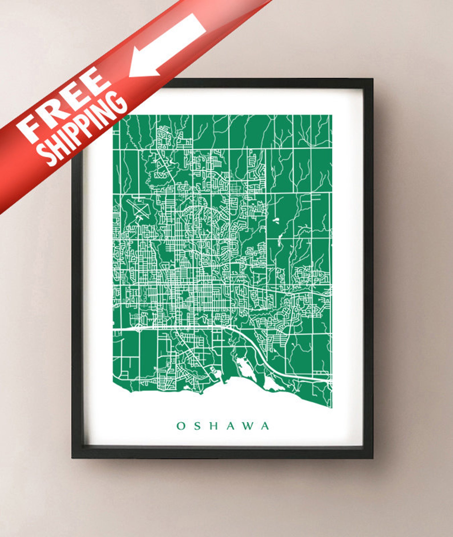 Oshawa Ontario Map Print - Etsy