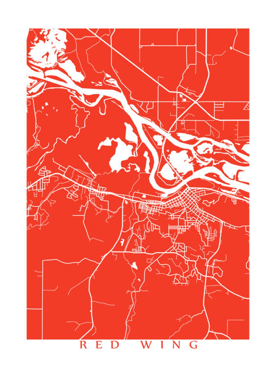 Red Wing MN Map Print Minnesota Poster | Etsy