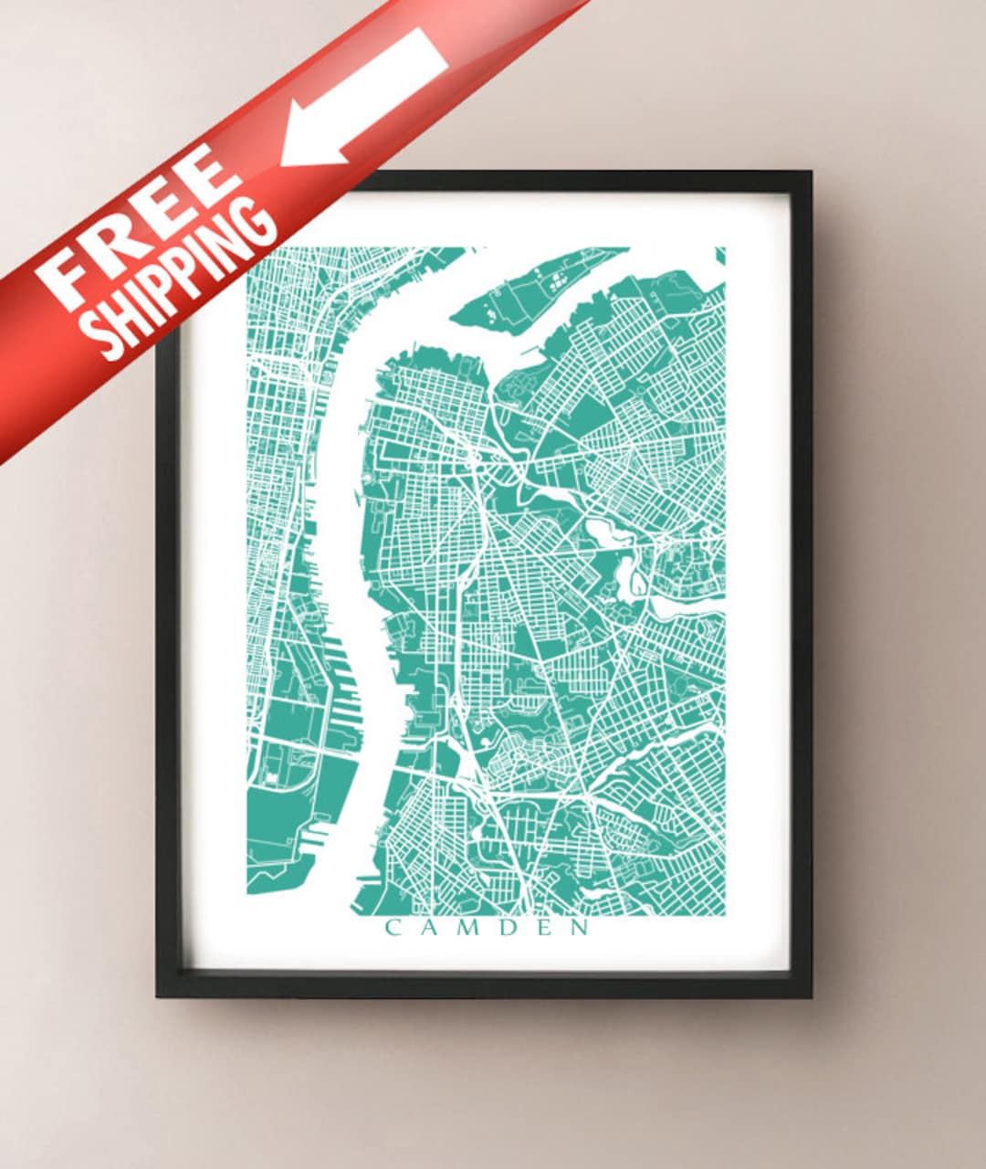 Camden, NJ Map Art - New Jersey Poster Print - Etsy