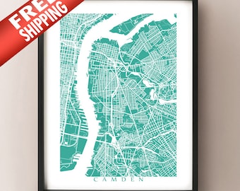 Camden New Jersey Shore Poster Print Art NJ Skyline Item T2179 - Etsy