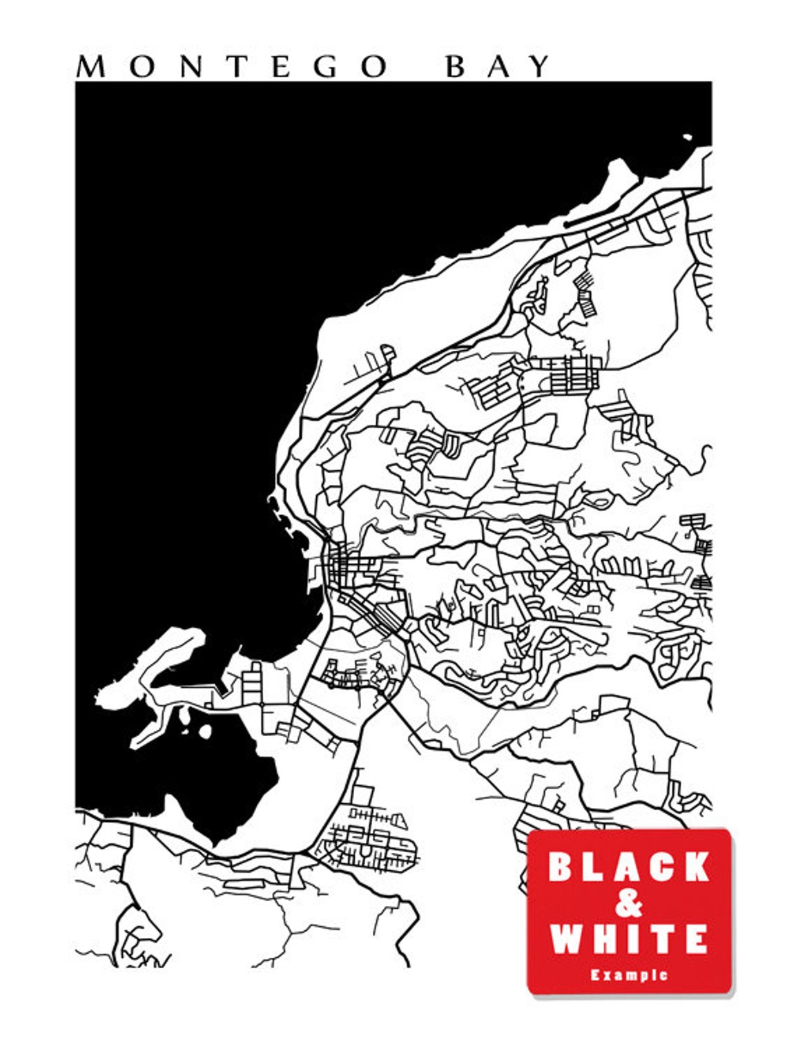 Montego Bay Map Print Jamaica Poster | Etsy