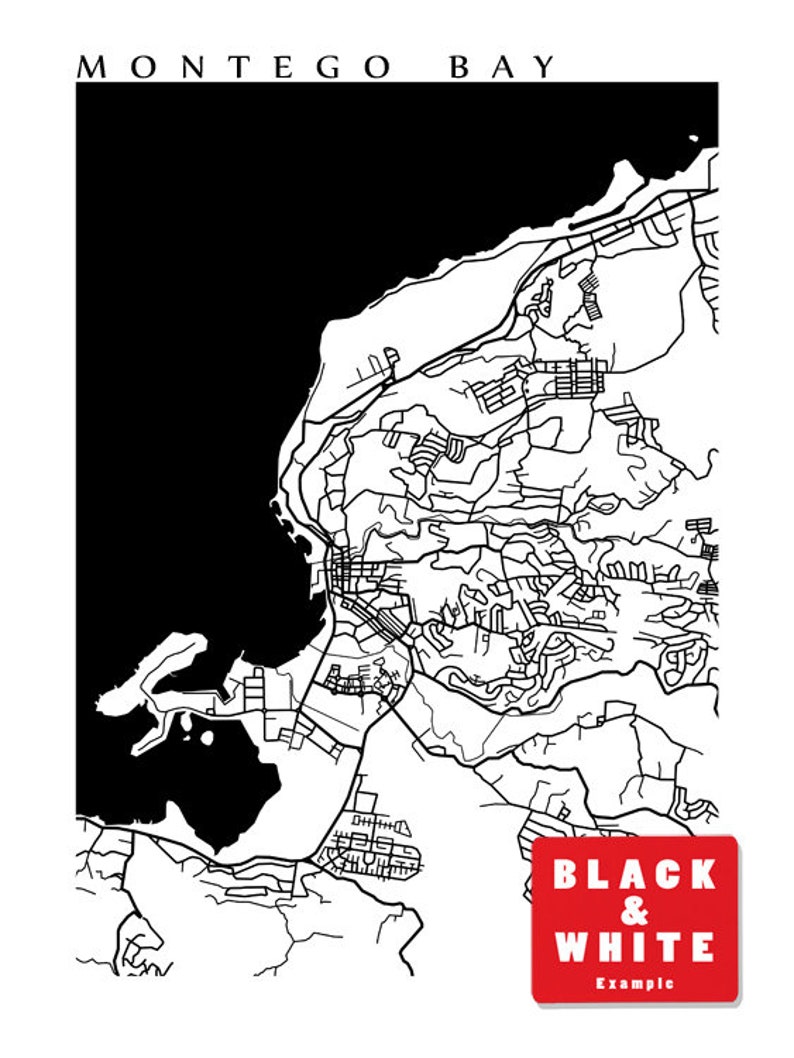 Montego Bay Map Print Jamaica Poster - Etsy