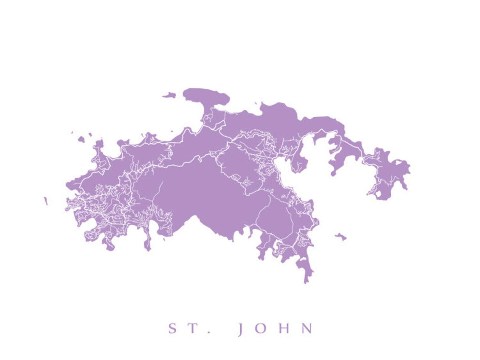 Saint John Map - U.S. Virgin Islands Poster - Choose Color and Size - Etsy