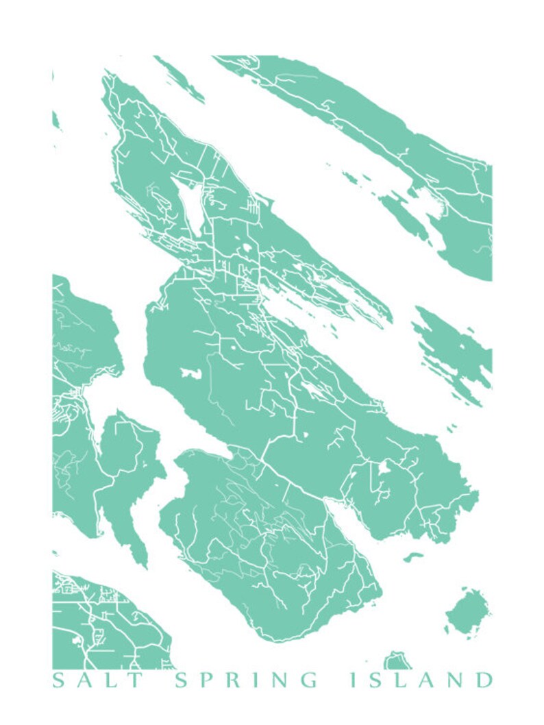 Salt Spring Island Gulf Islands BC Map Poster Print - Etsy Canada