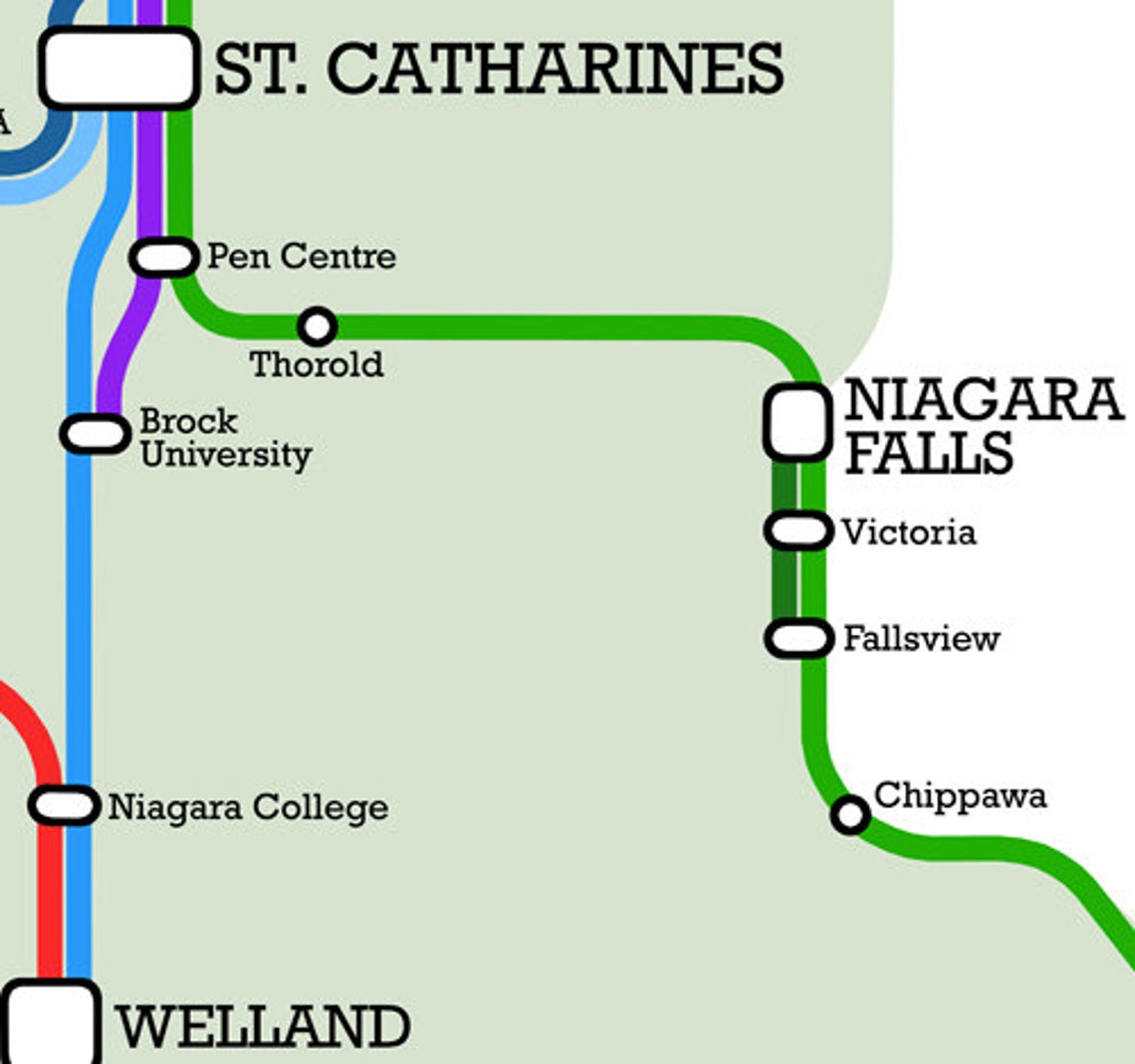 Niagara Region Subway Map - Fictional Metro Style Art Print of Niagara ...