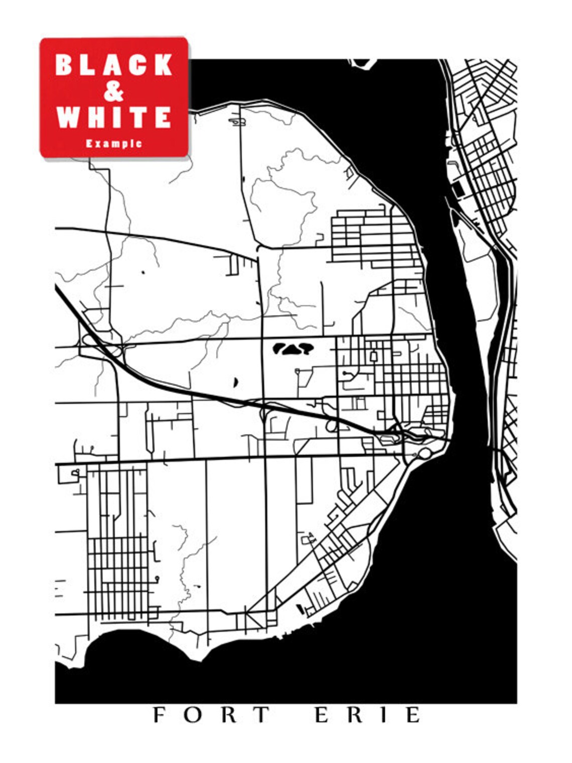 Fort Erie ON Map Canada Wall Art Ft Erie Ontario - Etsy