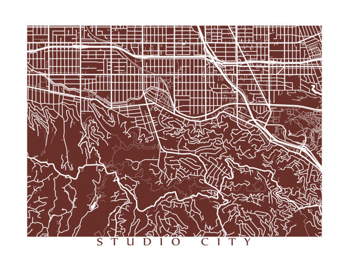 Studio City, Los Angeles Map Print - California Poster - Etsy