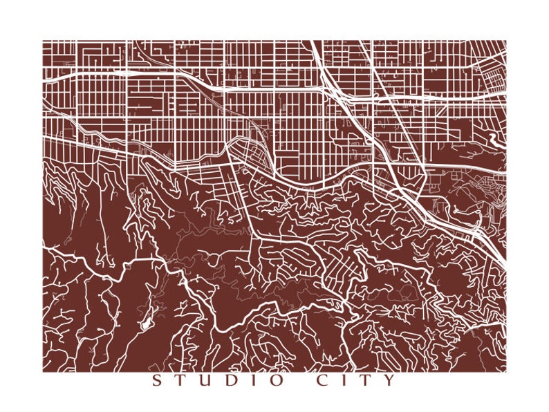 Studio City, Los Angeles Map Print - California Poster - Etsy