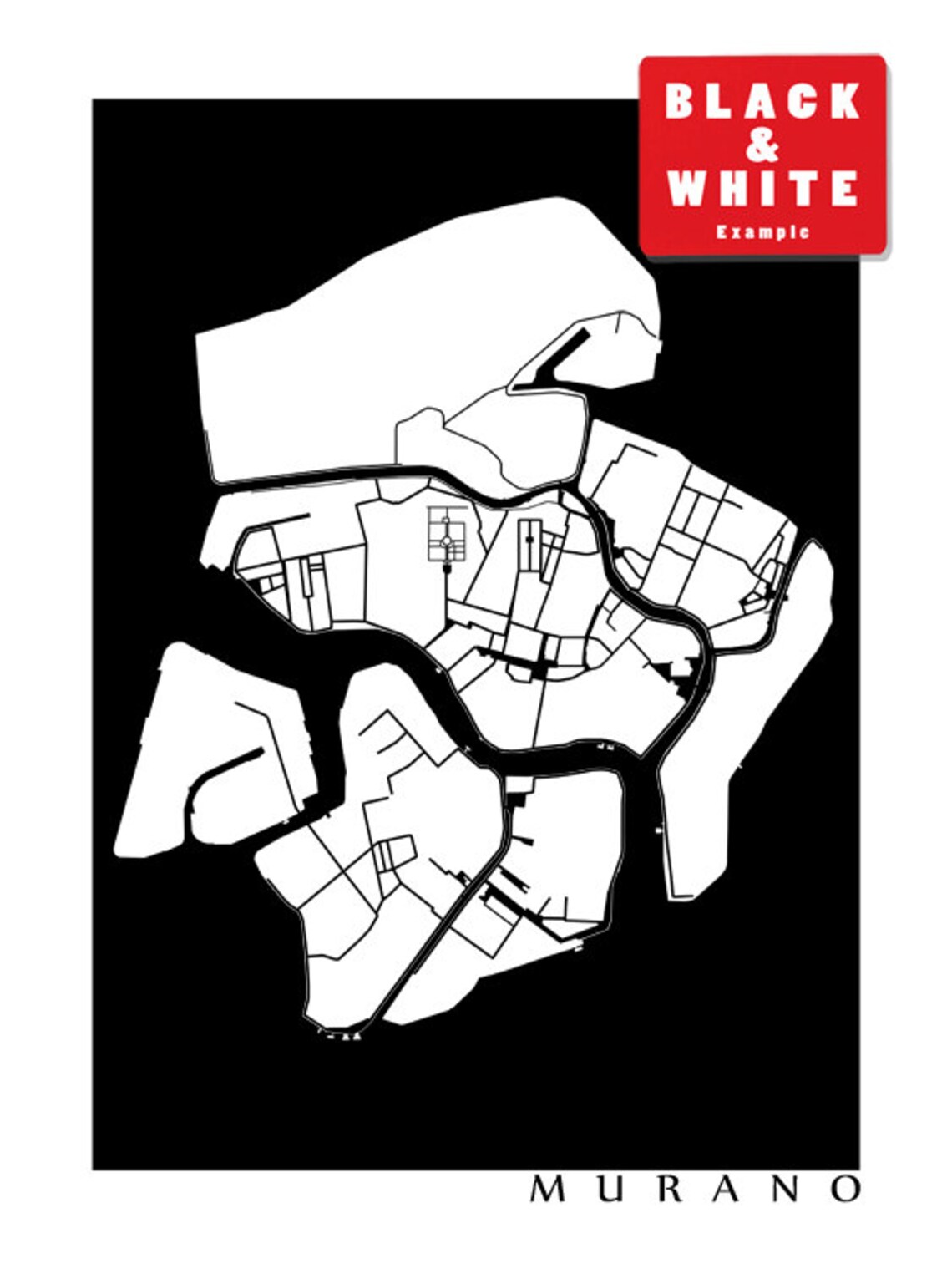 Murano Map Print Venice Wall Art Italy Poster Italian | Etsy