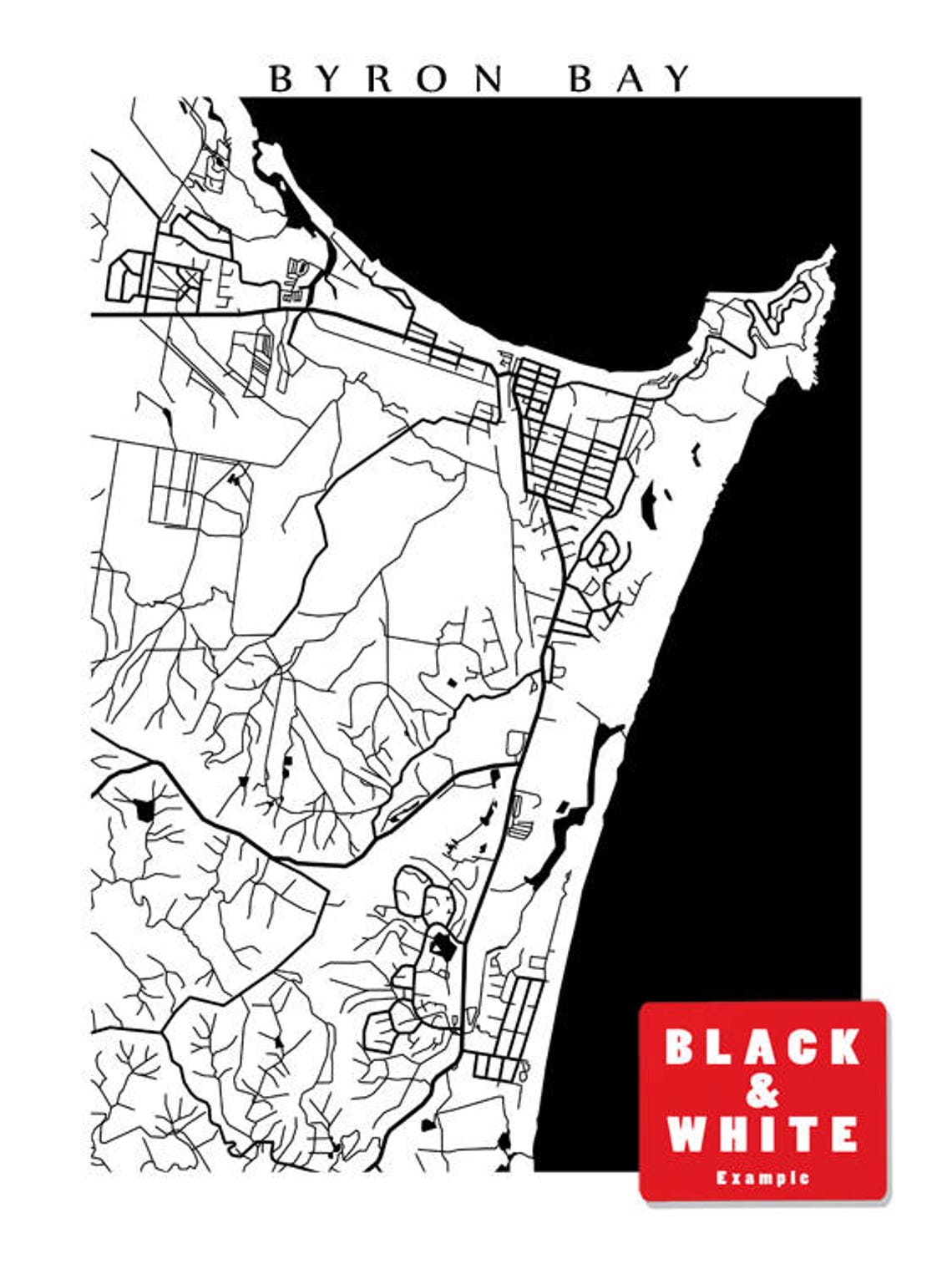 Byron Bay Map Print Australia Poster Art - Etsy