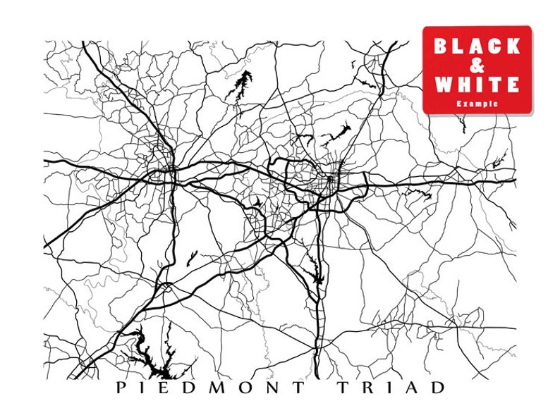 Piedmont Triad Area Art Print - Greensboro, Winston-salem, High Point ...