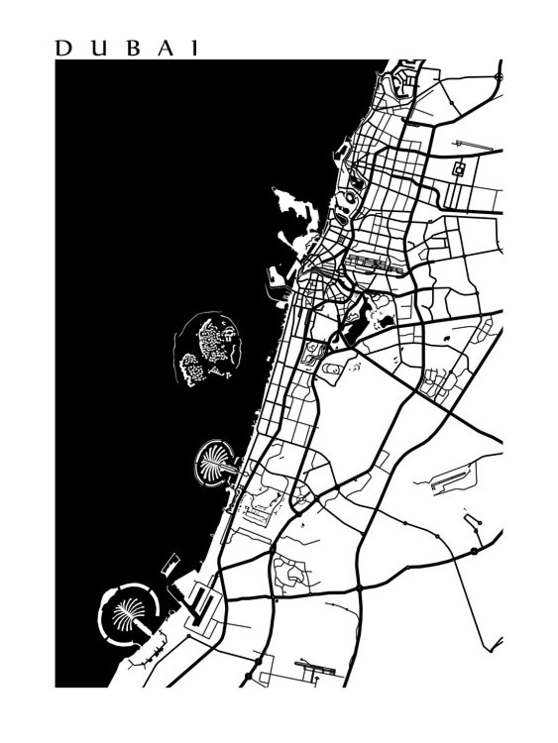 Dubai Map Art Print United Arab Emirates Poster | Etsy