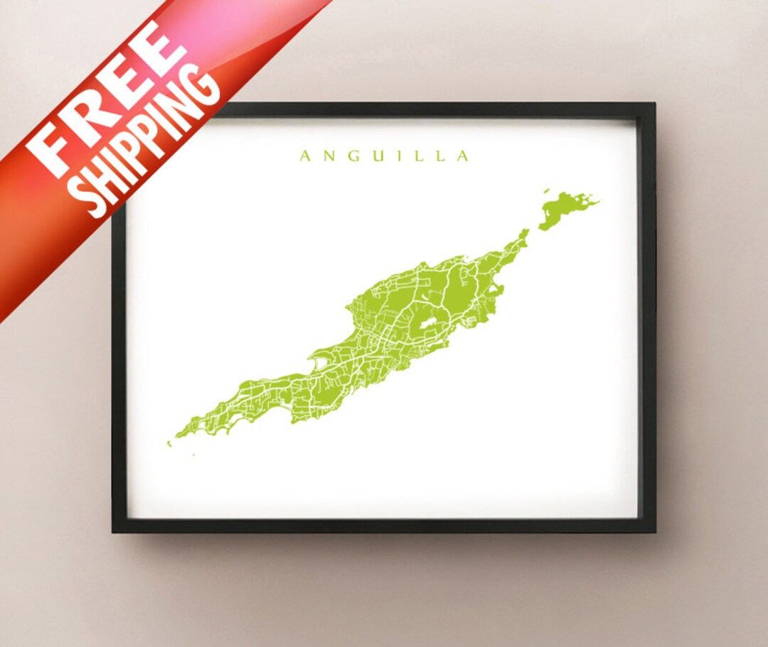 Anguilla Map Print: Street Map Art, Choose Your Color - Etsy