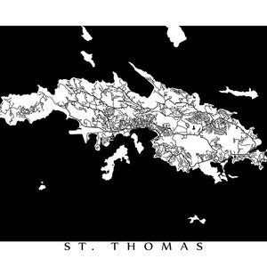 St Thomas Map - U.S. Virgin Islands Poster - Choose Color and Size - Etsy