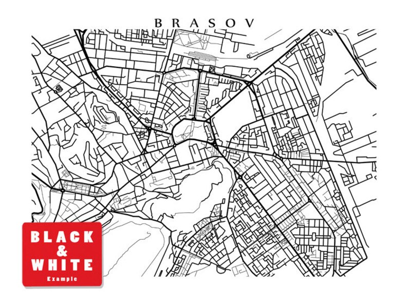 Brasov Map Print - Romania City Art - Etsy