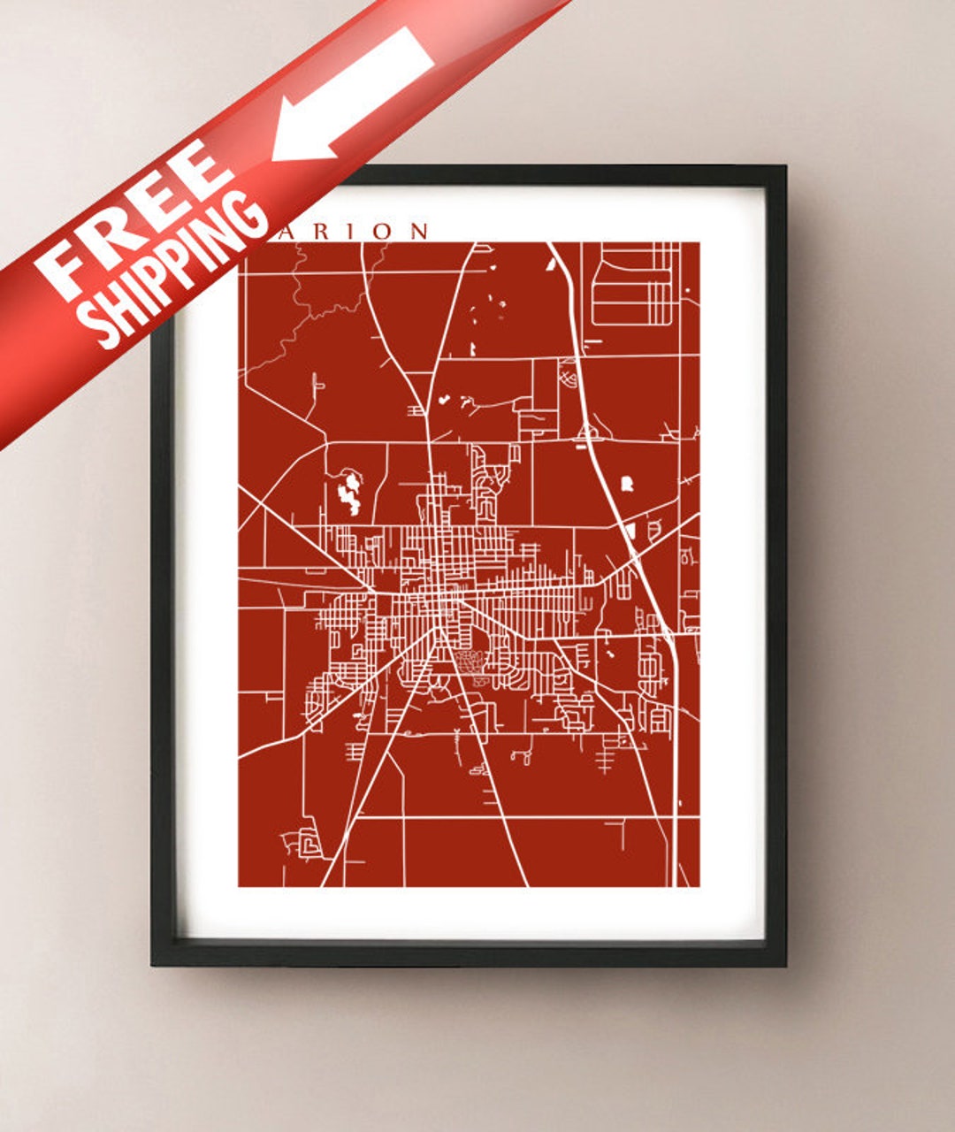 Marion, OH Map - Ohio Poster Print - Etsy