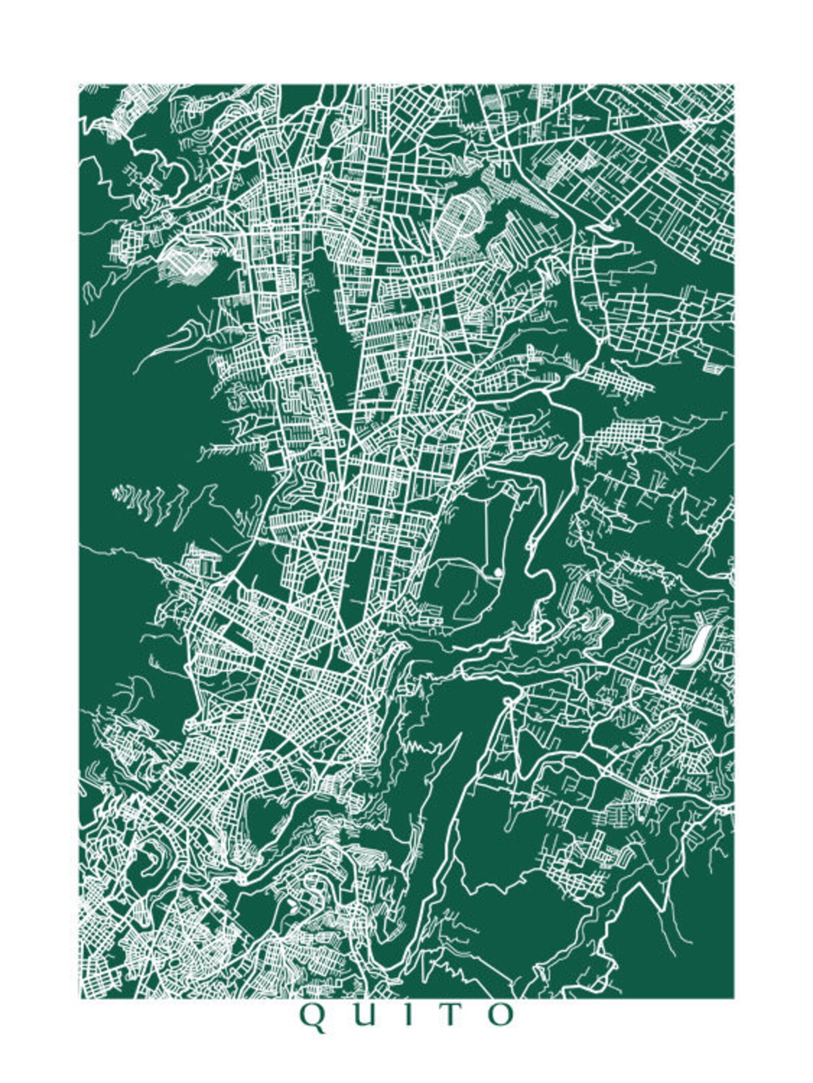 Quito Map Print Ecuador Poster - Etsy