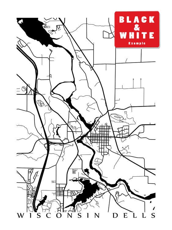 Wisconsin Dells, WI Map Print - Wisconsin Poster - Etsy