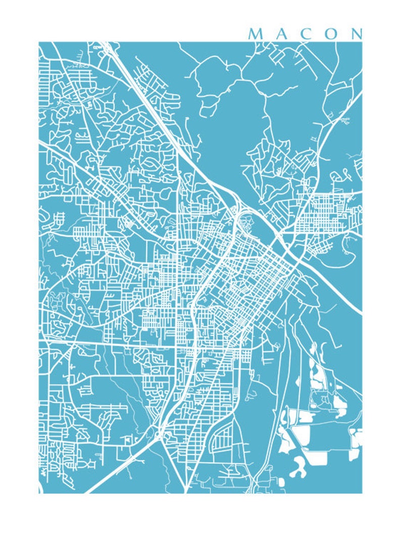 Macon Map Print - Georgia Poster - Macon GA Home Decor - Choose Your ...