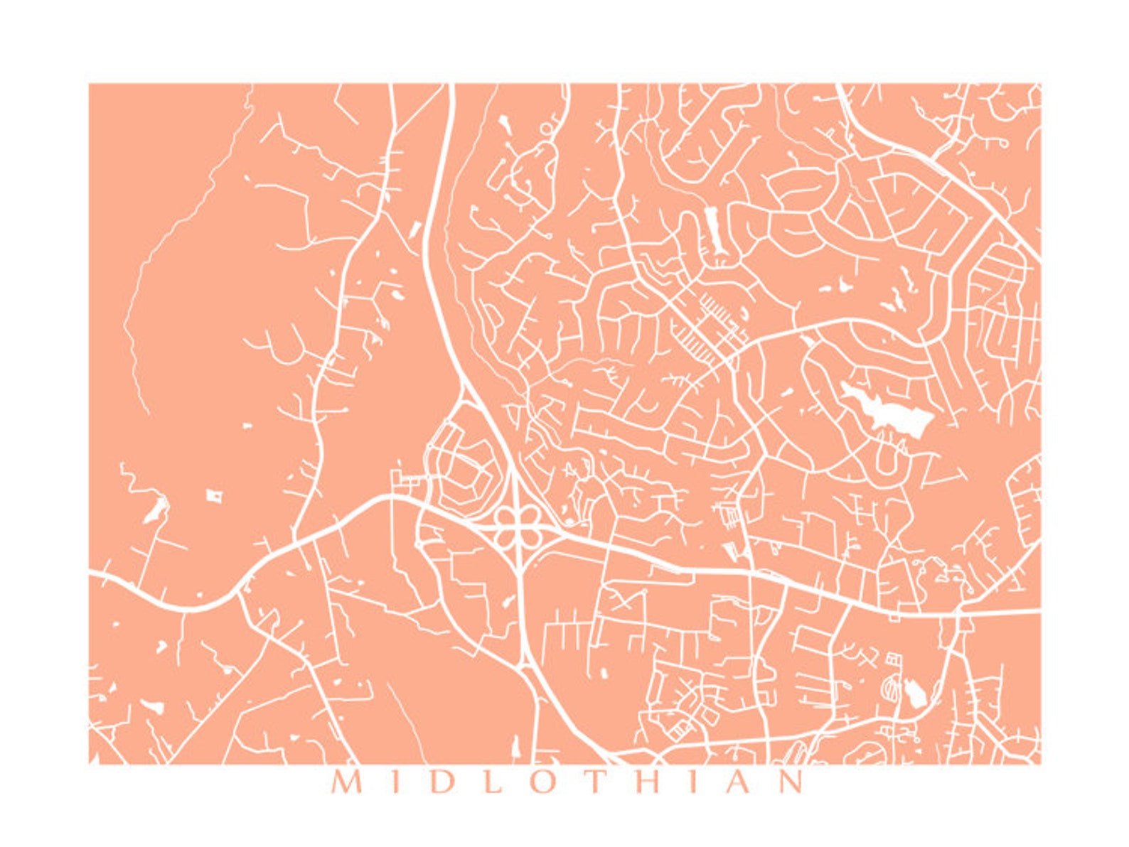 Midlothian Virginia Map Print - Etsy
