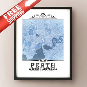 Perth Vintage Style Blueprint Map Art Print - Perth, Western Australia ...