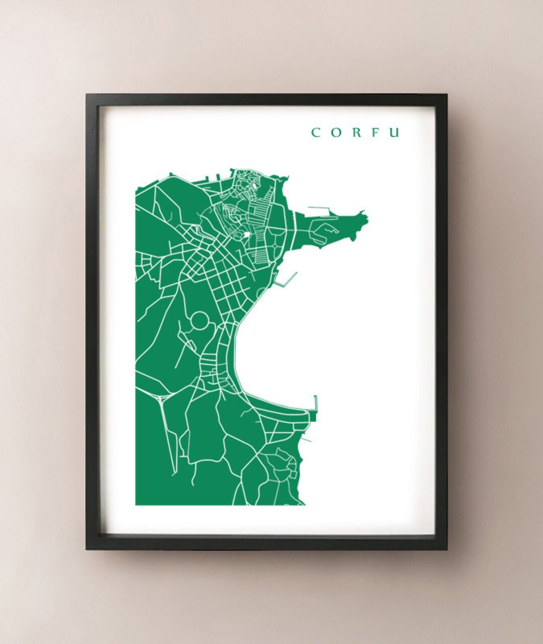 Corfu, Greece Map Print - Art Poster - Etsy