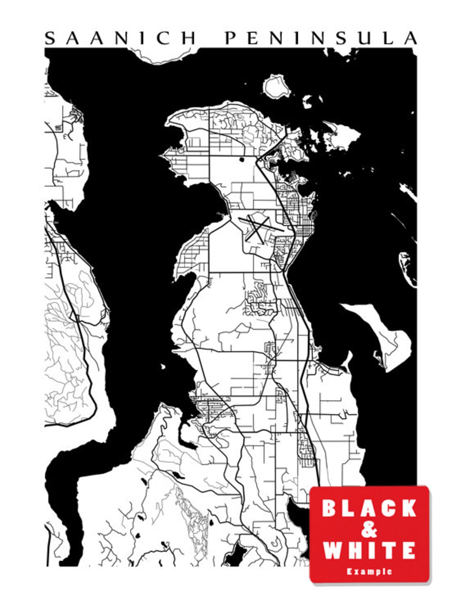 Saanich Peninsula Vancouver Island BC Map Poster Print - Etsy