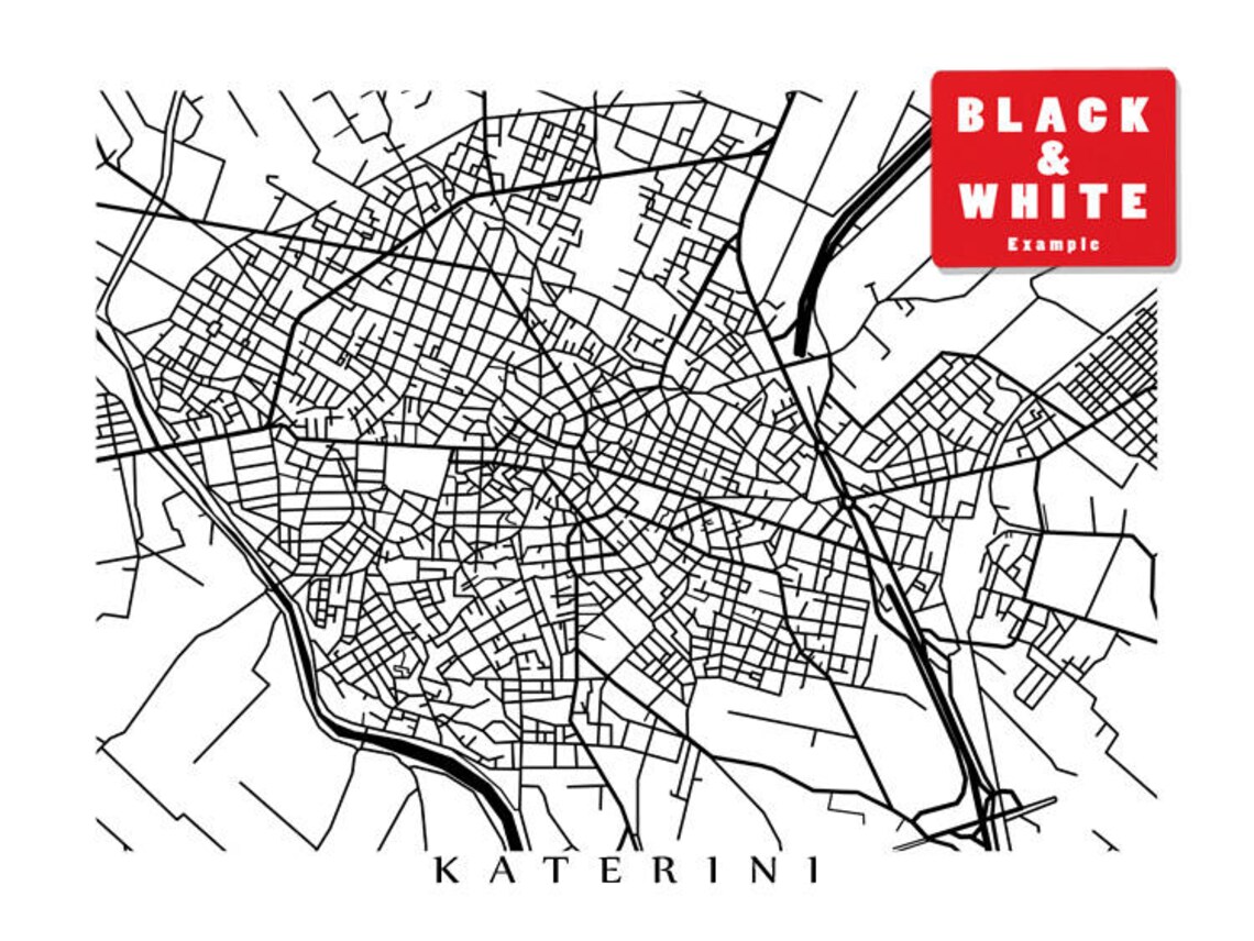 Katerini Greece Map Print Κατερίνη - Etsy