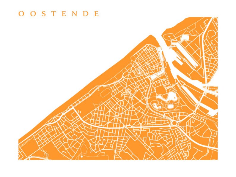 Oostende Map Print Belgium Poster - Etsy