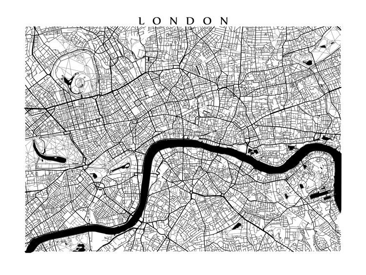 London Map - Black and White Wall Art, England Art Poster - Etsy Canada