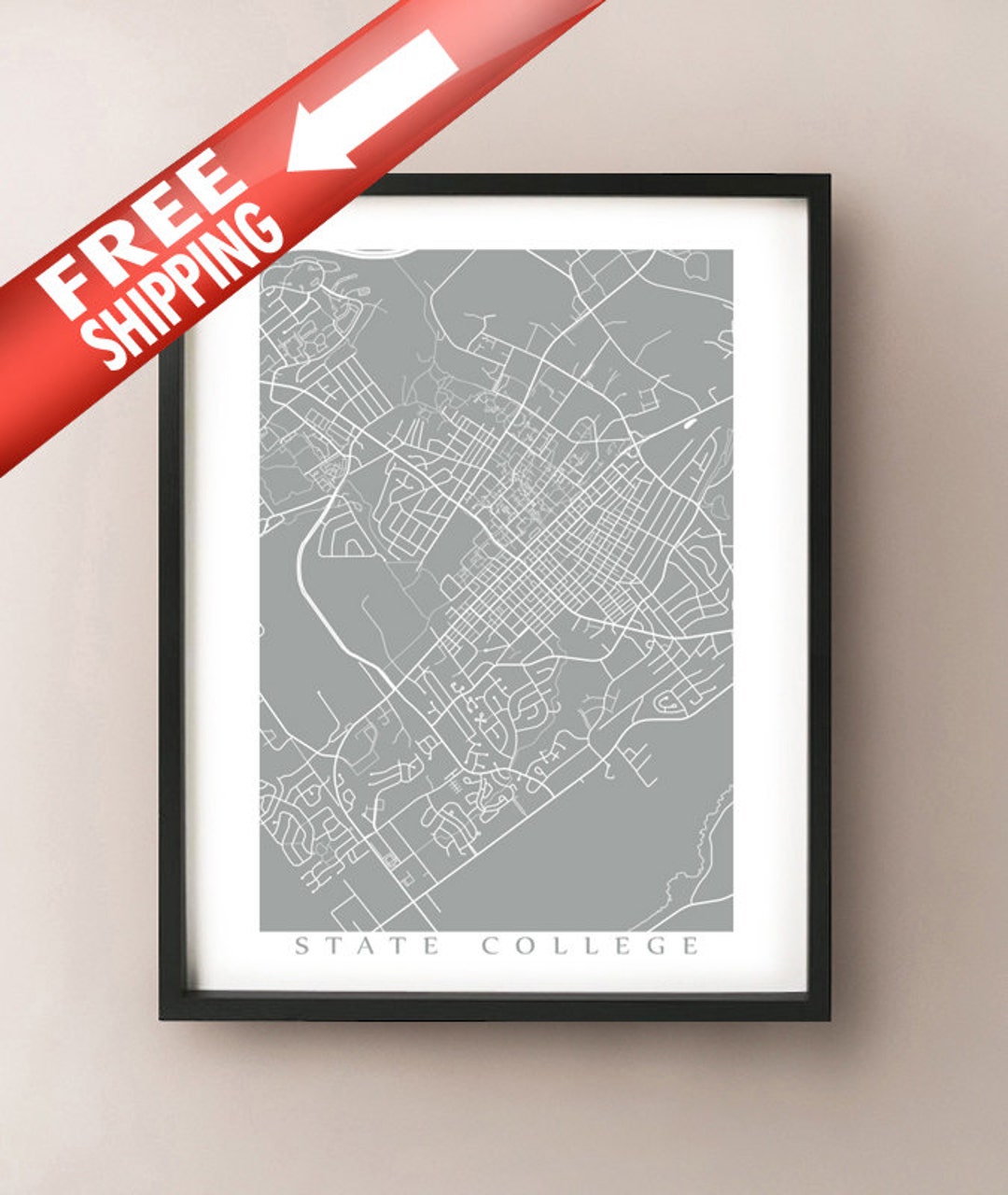 State College City Map - Pennsylvania Poster - Etsy