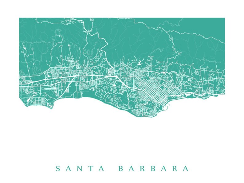 Santa Barbara Area Map - California Poster Print - Etsy