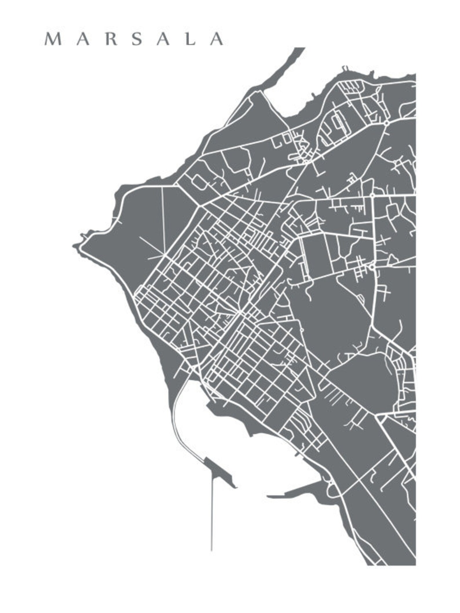 Marsala Sicily Italy Map Print | Etsy