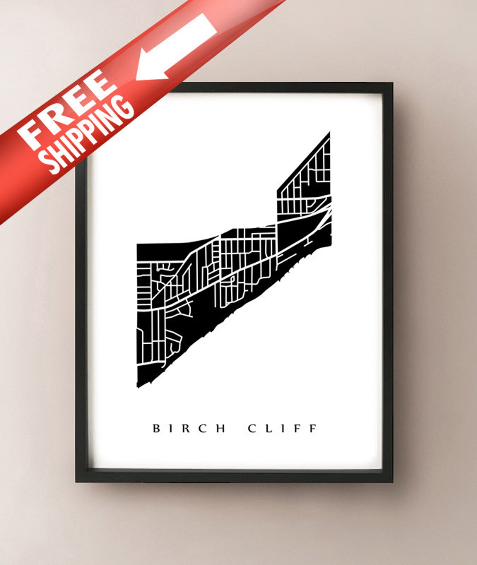 Birch Cliff Map - Toronto Neighbourhood Art Print - Etsy