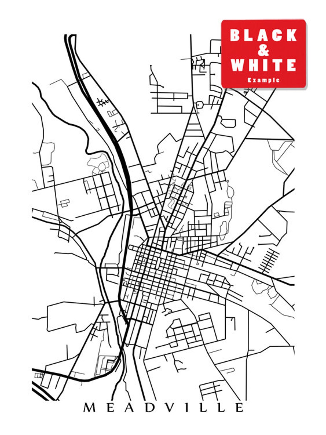 Meadville, PA Map - Pennsylvania Poster - Etsy