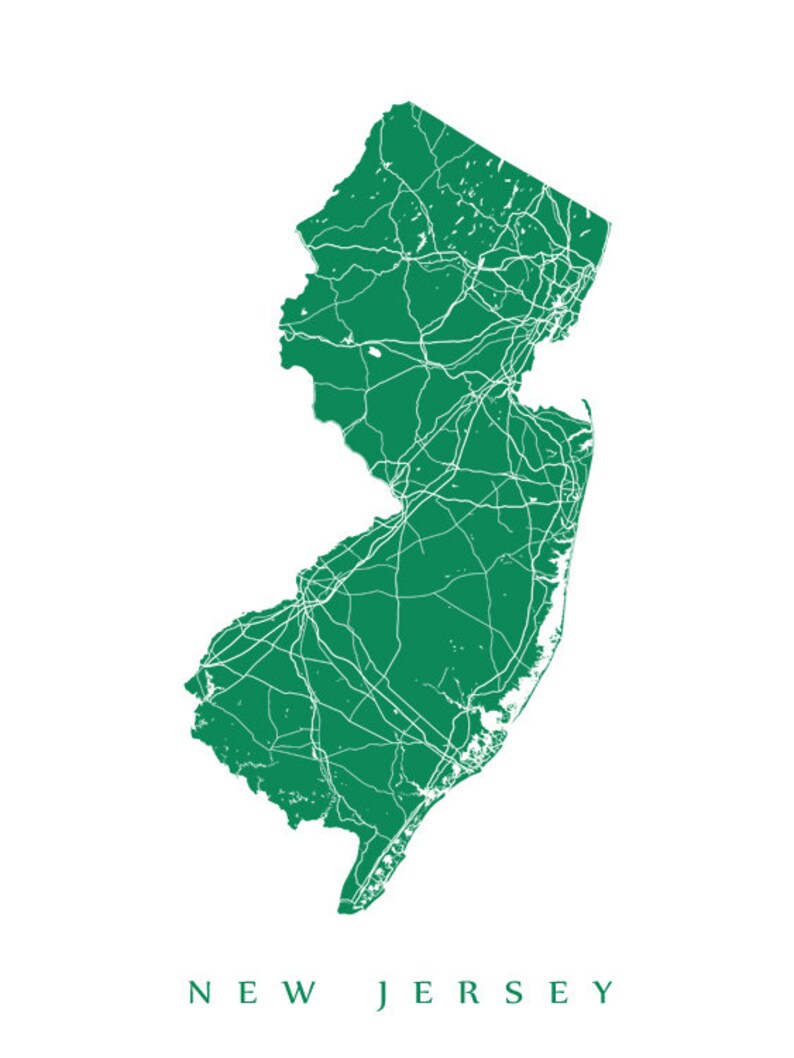New Jersey State Map Print - Etsy