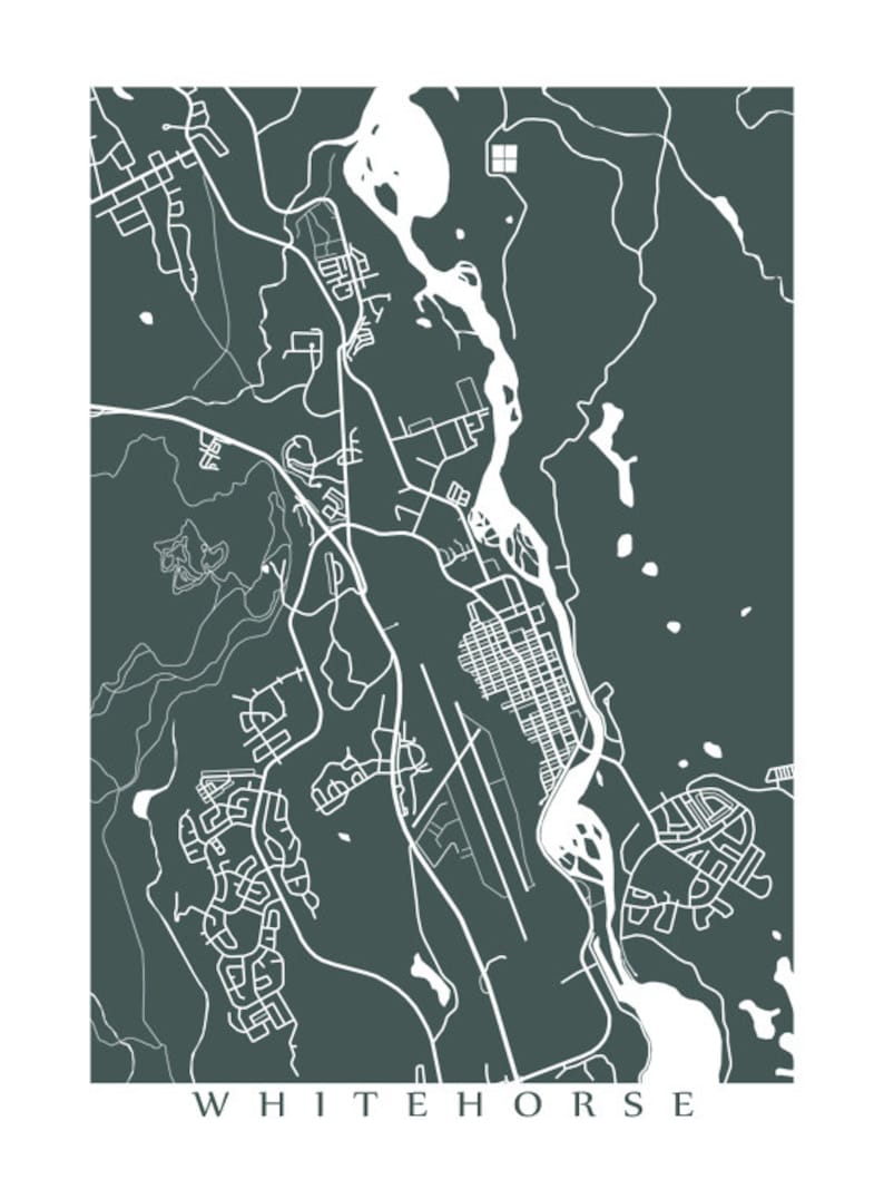 Whitehorse Map Print Yukon Canada Art Poster Choose - Etsy
