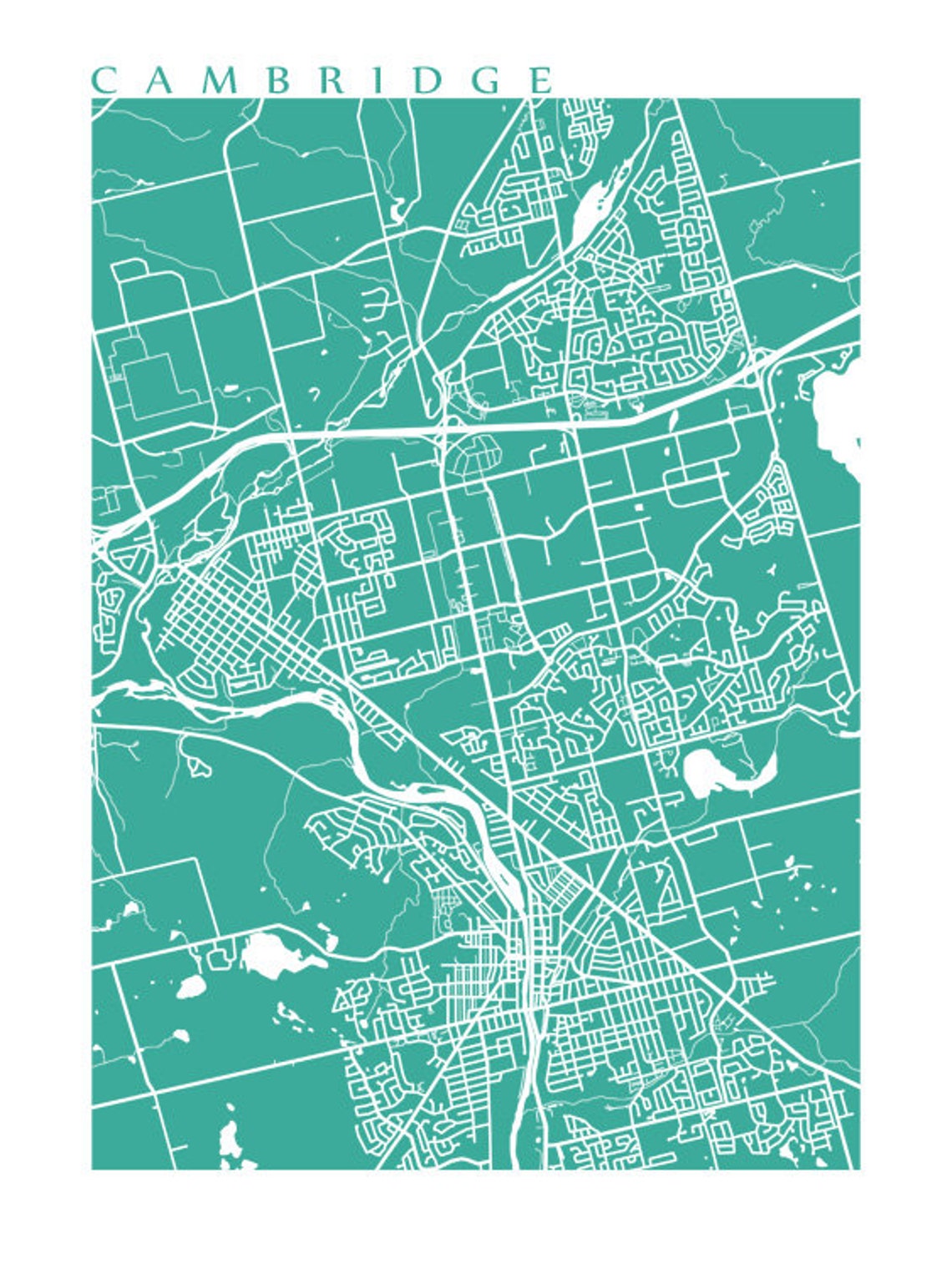 Cambridge Ontario Map Print | Etsy