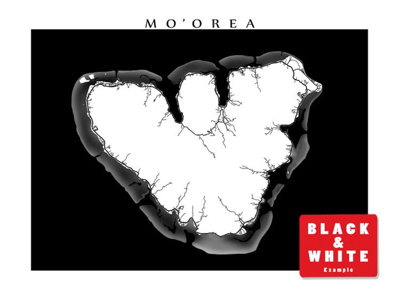 Mo'orea Map Moorea Windward Islands French Polynesia | Etsy