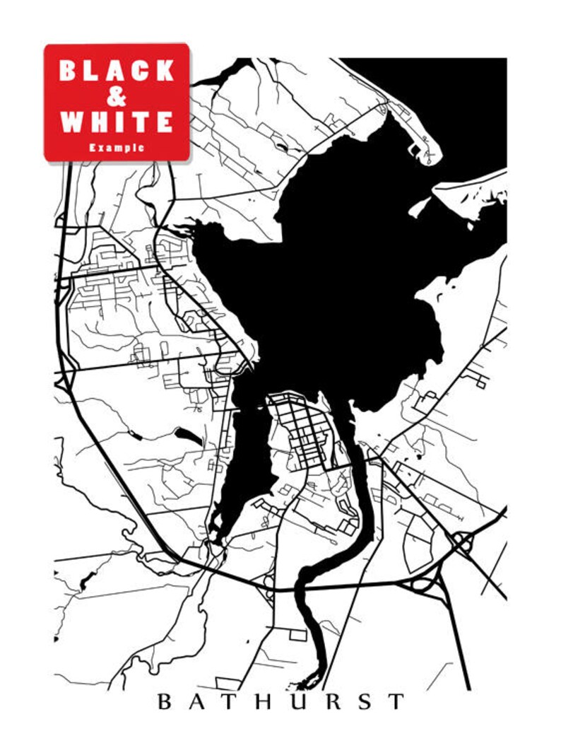 Bathurst Map New Brunswick Art Poster | Etsy