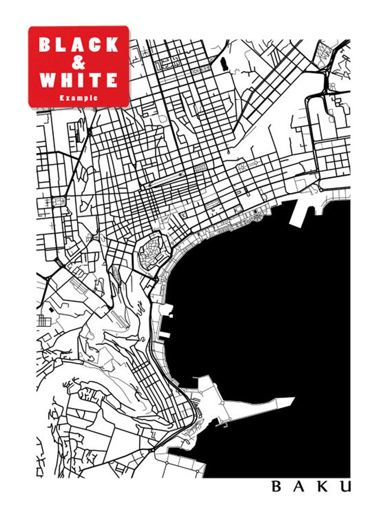 Baku, Azerbaijan Map Print - Etsy
