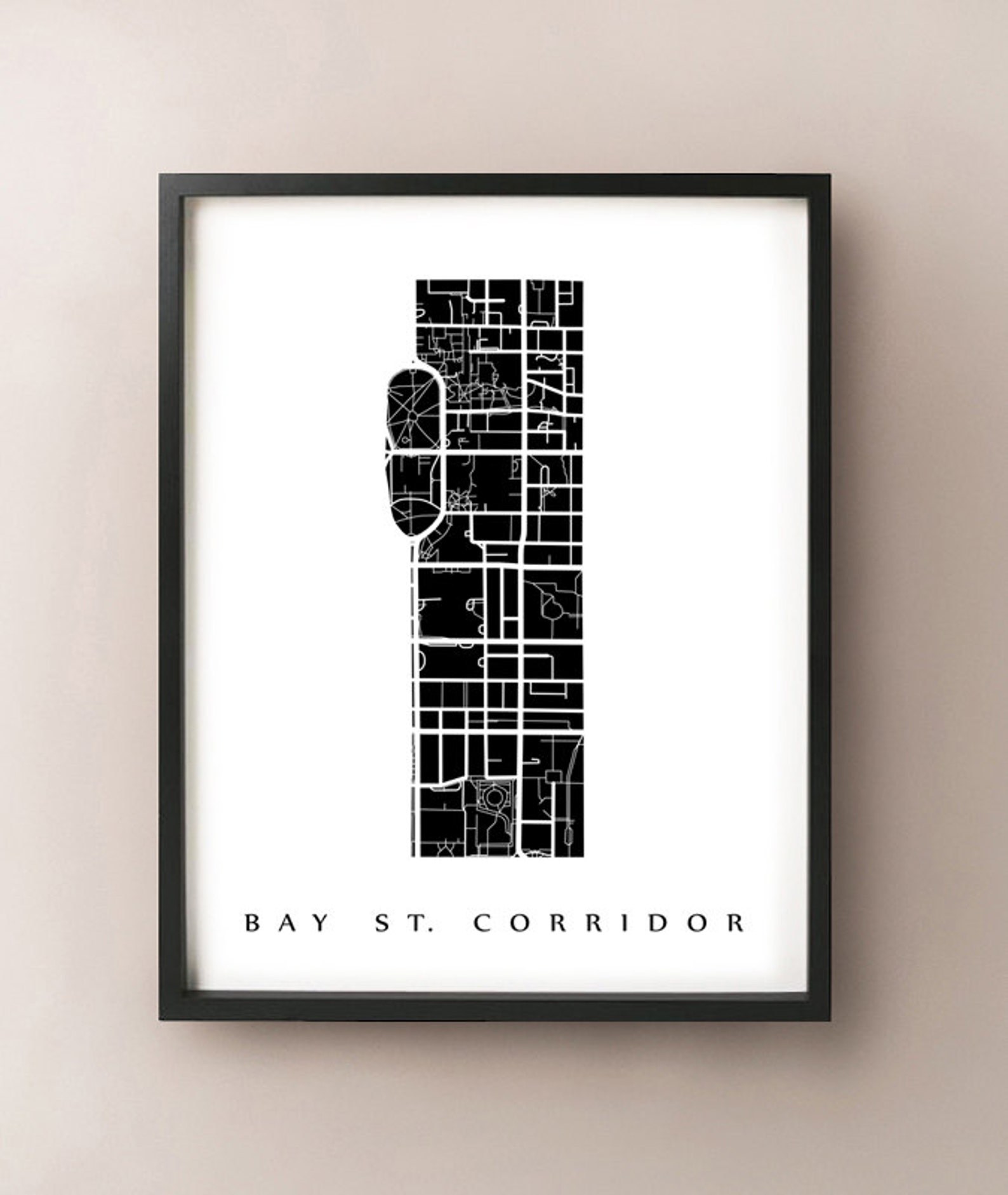 Bay Street Corridor Map Toronto Neighbourhood Art Print - Etsy