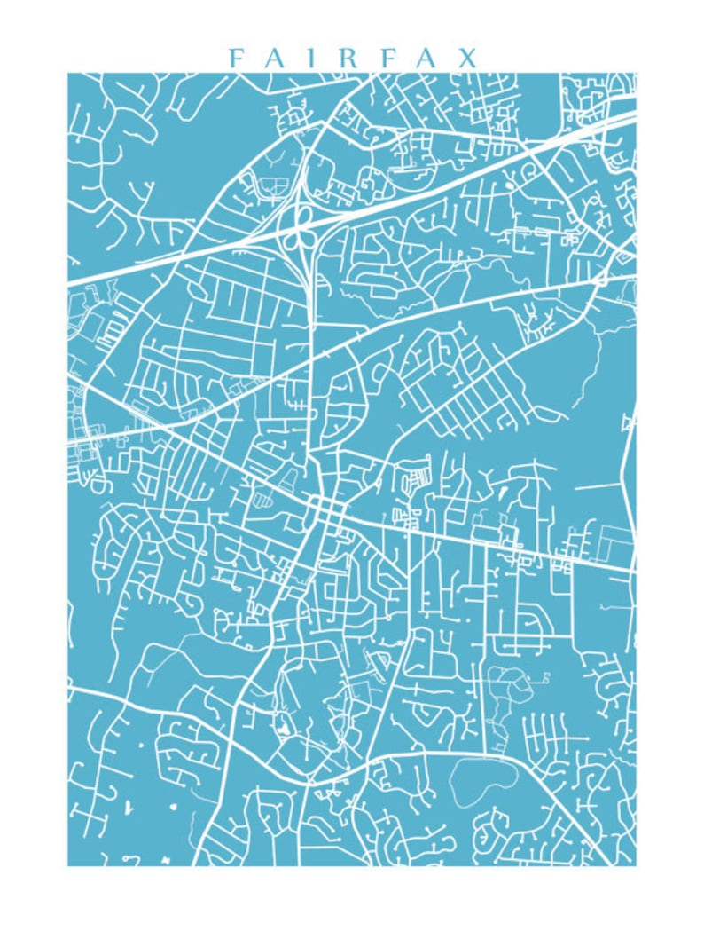 Fairfax VA Map Print Virginia Poster - Etsy