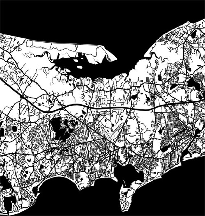 Cape Cod Map Massachusetts Art Poster Print Black and White - Etsy