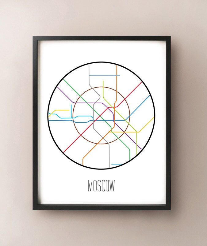 Moscow, Russia - Minimalist Metro Subway Art Print - Moskovsky ...
