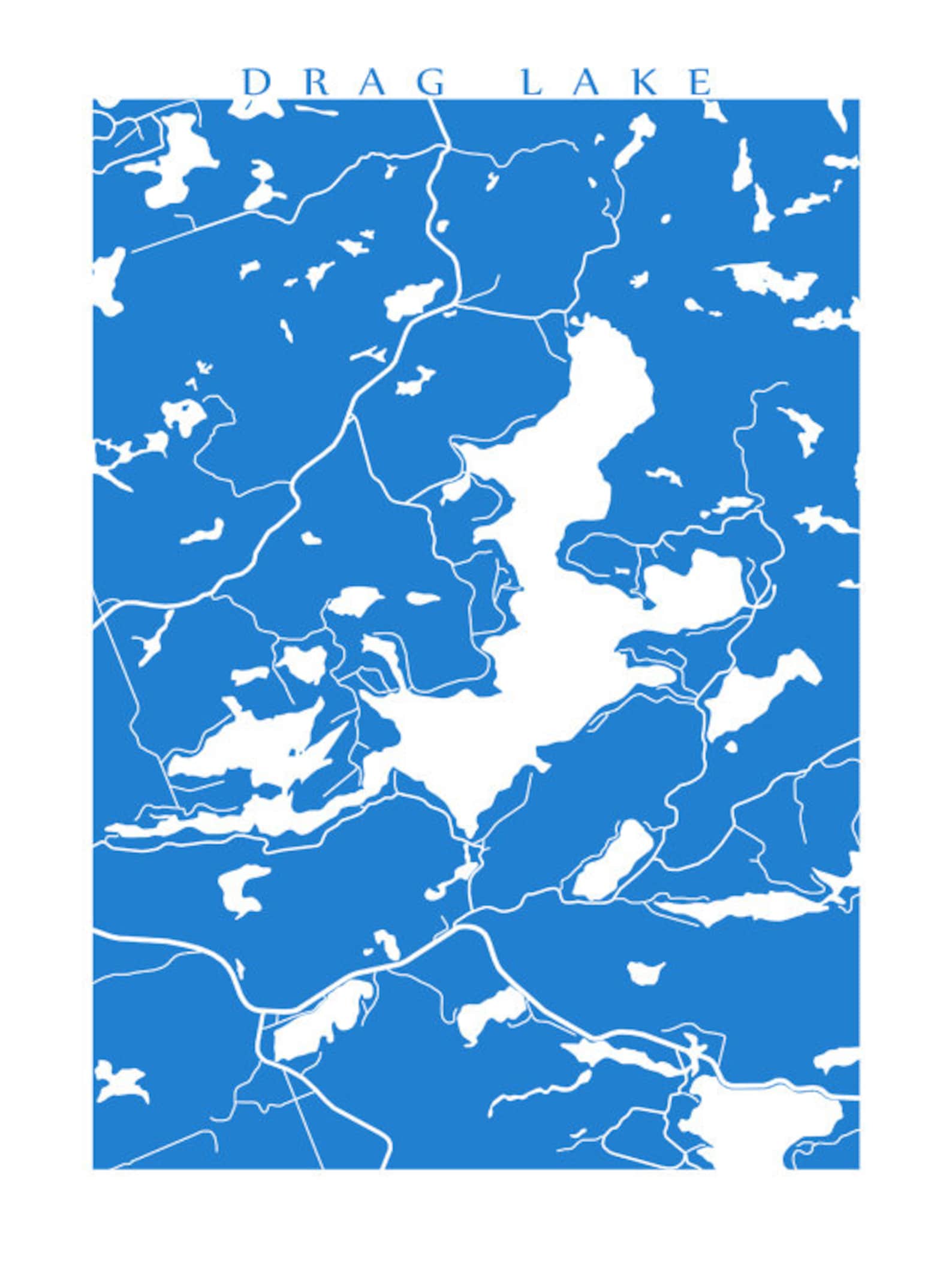 Drag Lake Map Print Haliburton Ontario Art Canada Poster - Etsy