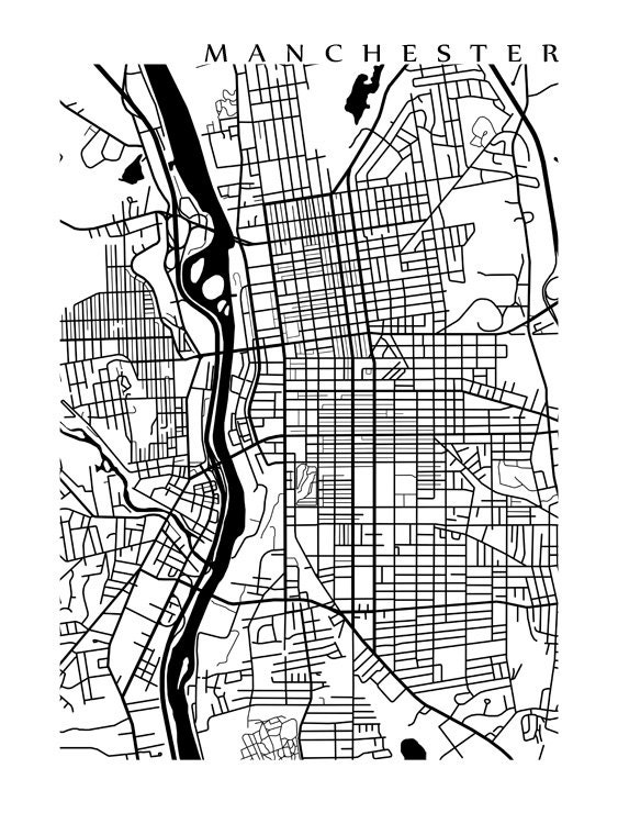 Manchester NH Map Print New Hampshire Poster | Etsy