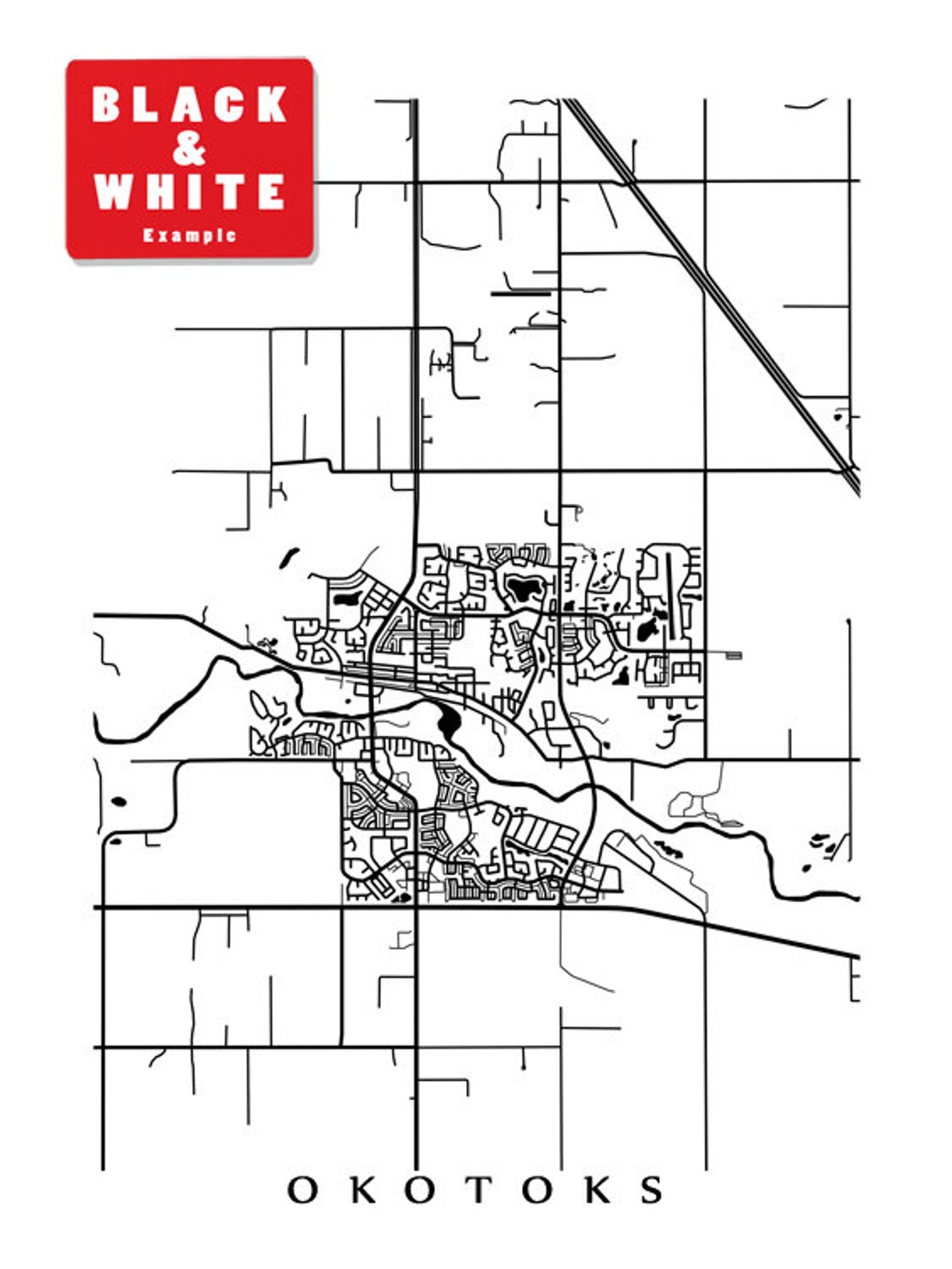Okotoks AB Map Print Foothills County Alberta | Etsy