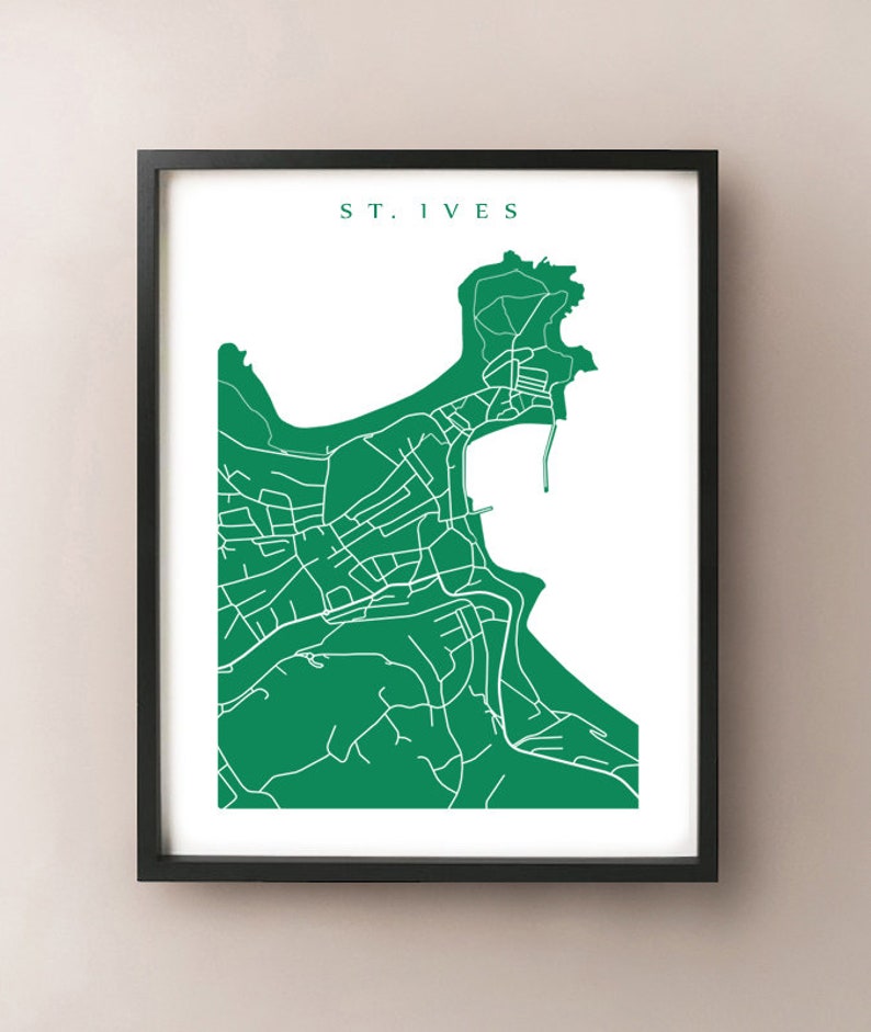 St. Ives Map Print Cornwall UK Wall Art England Poster | Etsy