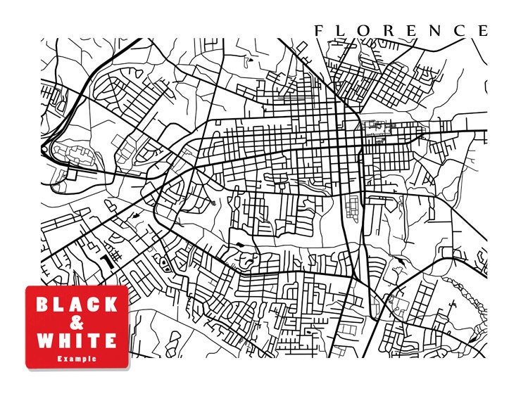 Florence SC Map Print South Carolina Poster Art - Etsy UK